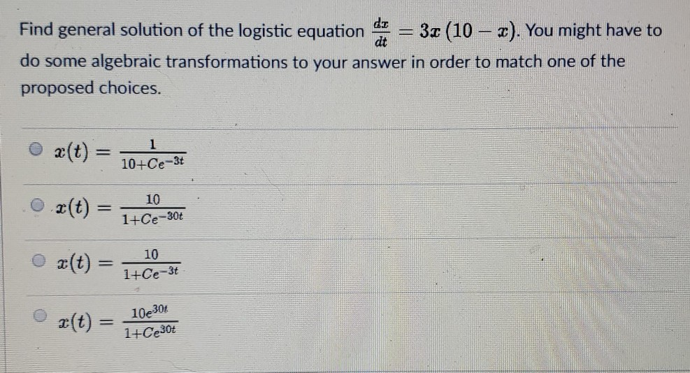 Solved Find general solution of the logistic equation 3z | Chegg.com