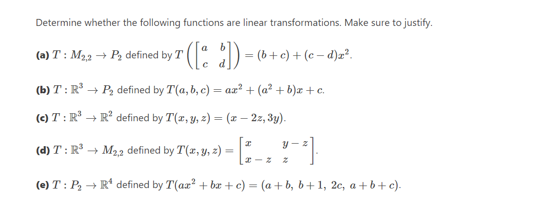 Solved Determine whether the following functions are linear | Chegg.com