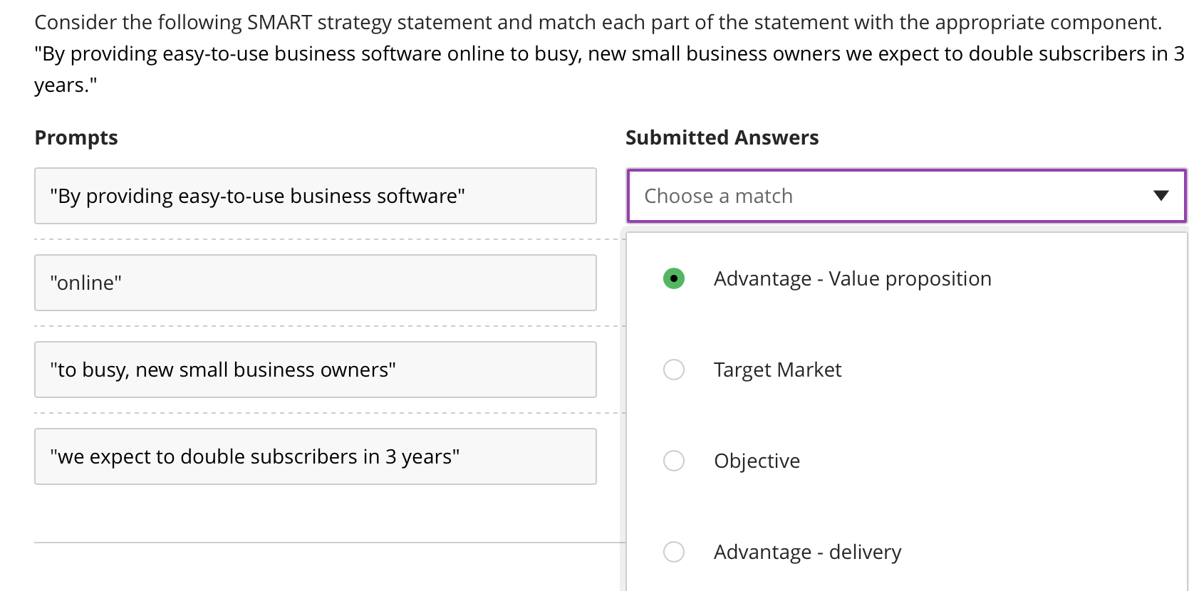 Solved Consider the following SMART strategy statement and | Chegg.com
