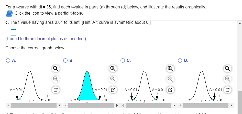 Solved For a t-curve with df = 35, find each t-value in | Chegg.com