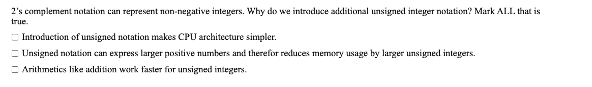 Solved 2's complement notation can represent non-negative | Chegg.com