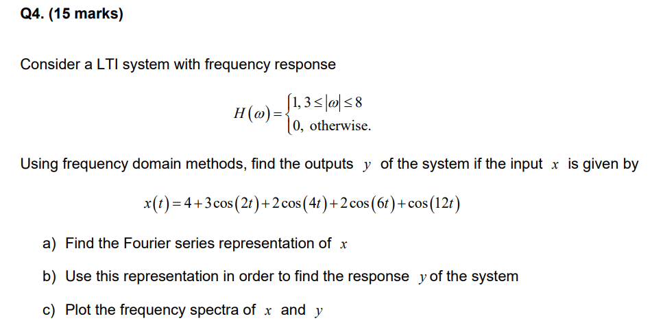 Solved Consider a LTI system with frequency response | Chegg.com