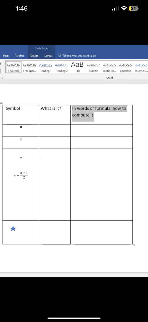 Solved 1:46 u ⿻21 Table Tools Help Acrobat Design Layout 8 | Chegg.com