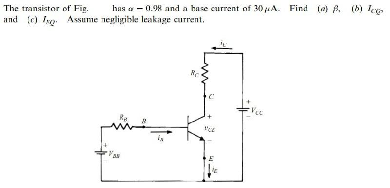 Solved Find (a) B. (b) Ico, The transistor of Fig. has a = | Chegg.com