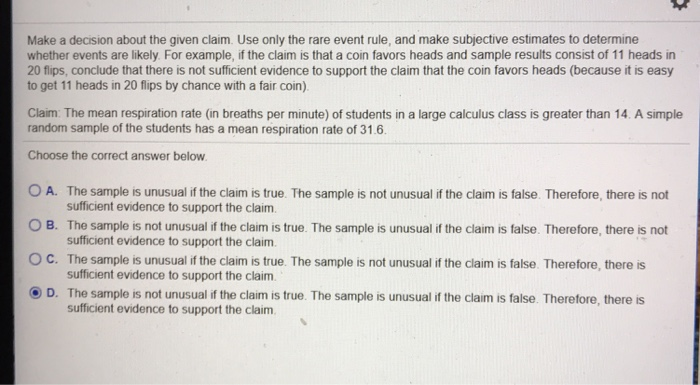 Solved Make a decision about the given claim. Use only the | Chegg.com