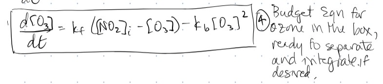 Solved d[O3]dt=kf([NO2]i-[O3])-k6[O3]2(4) ﻿Budget Egrif | Chegg.com