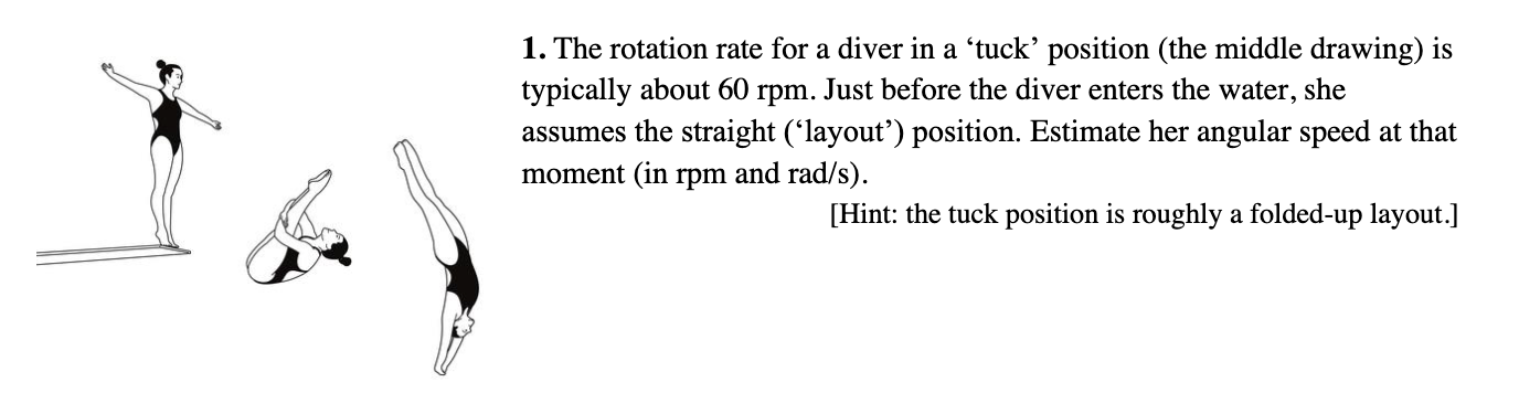 Solved 1. ﻿The rotation rate for a diver in a 'tuck' | Chegg.com
