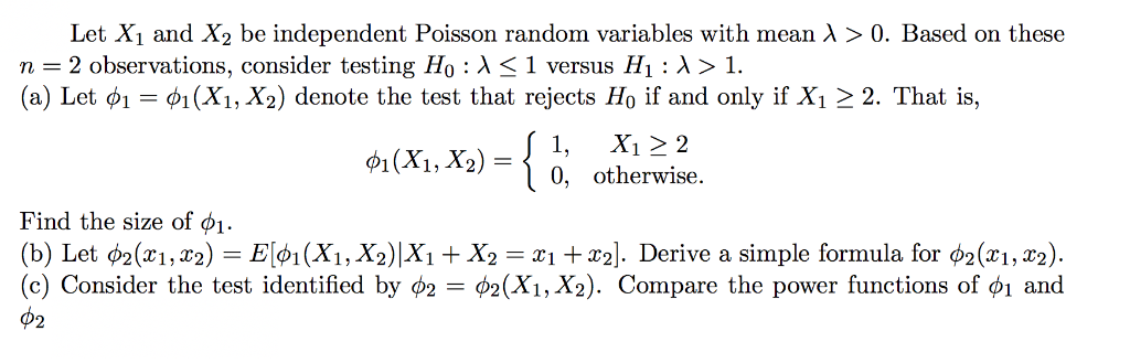 Solved Let X1 and X2 be independent Poisson random variables | Chegg.com