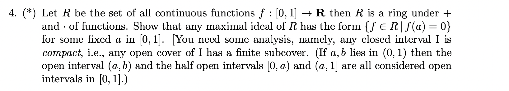 Solved ∗ Let R Be The Set Of All Continuous Functions