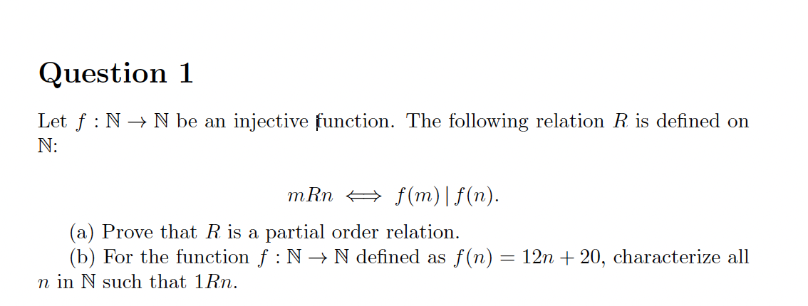Let f:N→N be an injective function. The following | Chegg.com
