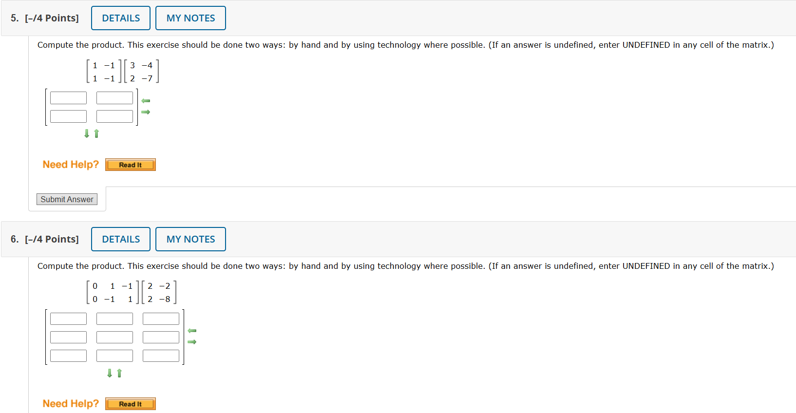 Solved [-/4 ﻿Points]Compute the product. This exercise | Chegg.com