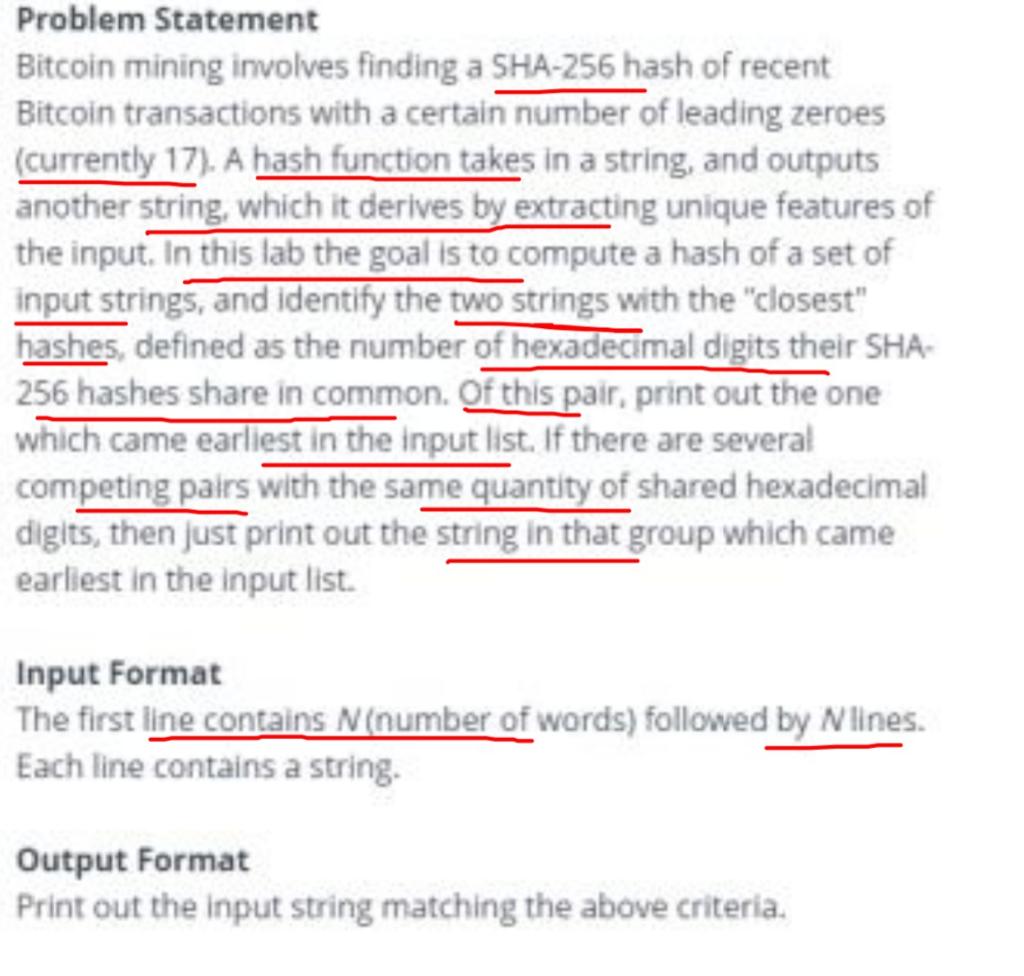 Solved Problem Statement Bitcoin mining involves finding a | Chegg.com