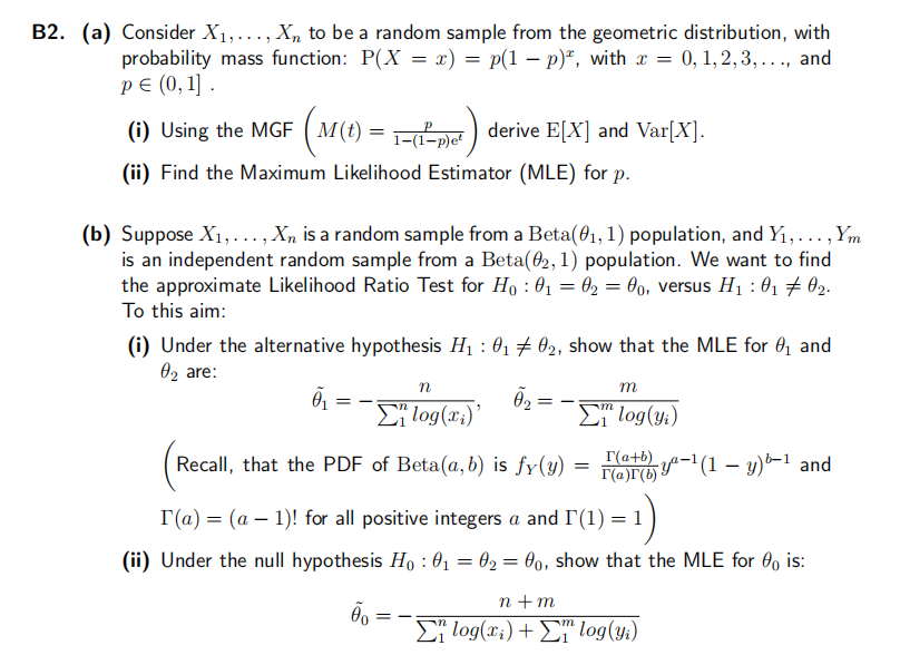Solved (a) Consider \\( X_{1}, \\ldots, X_{n} \\) to be a | Chegg.com ...