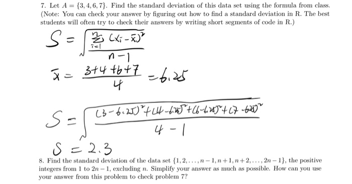 Solved 7·Let A = {3,4,6,7). Find the standard deviation of | Chegg.com