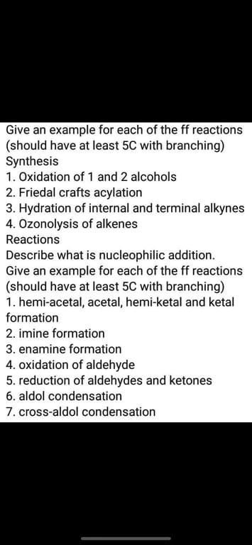 Solved Give an example for each of the ff reactions (should | Chegg.com