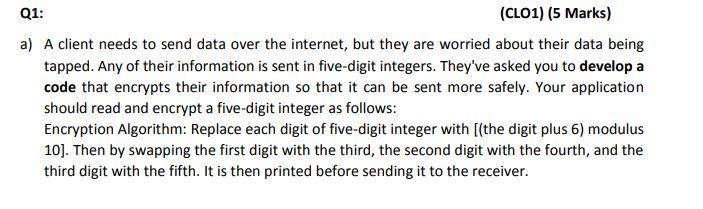 Solved Q1: (CL01) (5 Marks) a) A client needs to send data | Chegg.com
