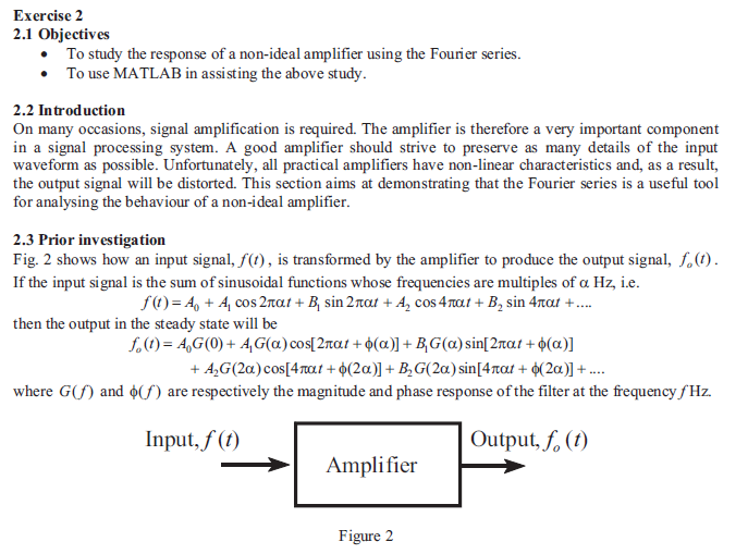 Solved Exercise 2 2.1 Objectives - To study the response of | Chegg.com