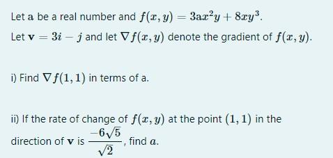 Solved Let a be a real number and f(x,y) = 3ax’y + 8zy? Let | Chegg.com