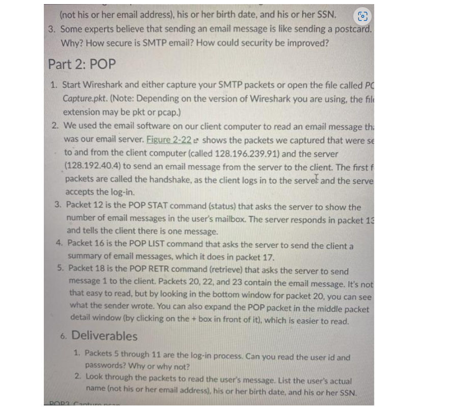 Solved Part 1: SMTP 28 days left 1. Start Wireshark and | Chegg.com