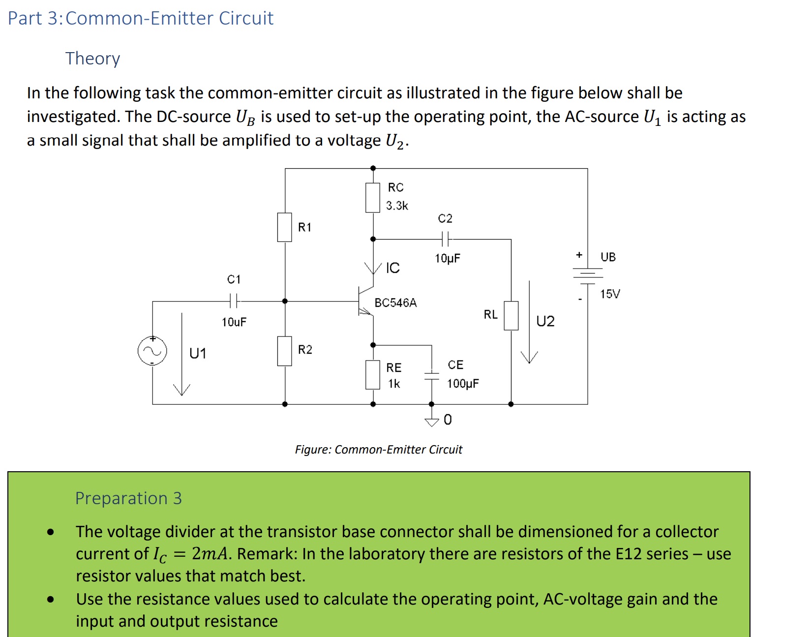 Solved In the following task the common-emitter circuit as | Chegg.com