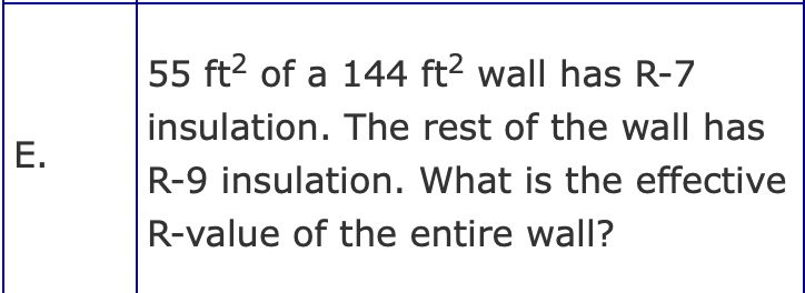 Solved 55ft2 of a 144ft2 wall has R−7 insulation. The rest | Chegg.com