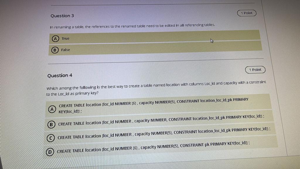 Solved Question 9 Which of the following if a DML command? | Chegg.com