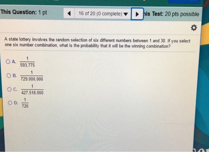 Solved A state lottery involves the random selection of six | Chegg.com