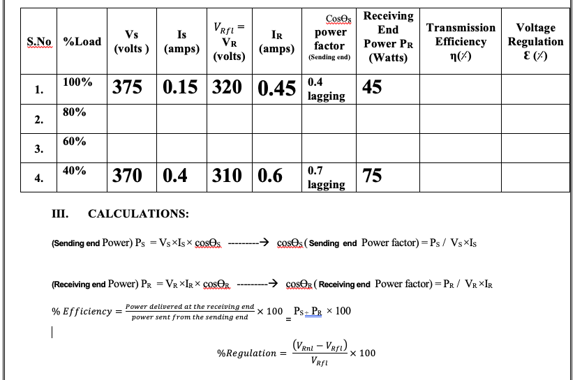 Solved calculate the following : 1. Transmission Efficiency | Chegg.com