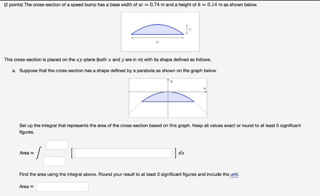 Solved (2 points) The cross-section of a speed bump has a | Chegg.com
