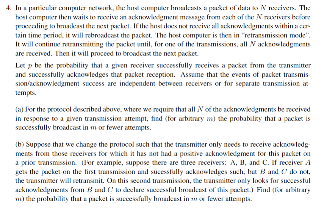 Solved In a particular computer network, the host computer | Chegg.com