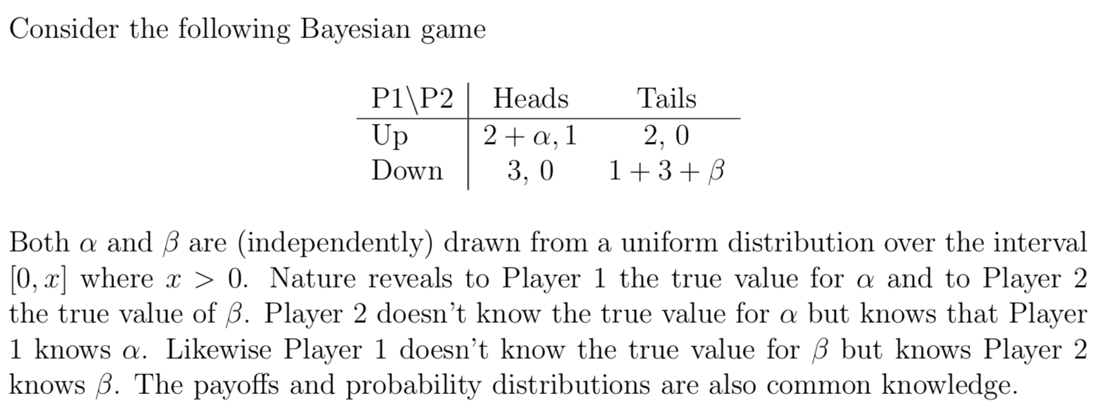 Consider the following Bayesian game P1\P2 | Heads Up | Chegg.com