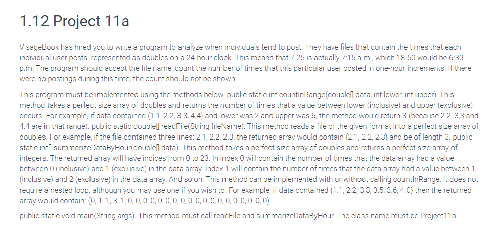 Solved 1.12 Project 11a VisageBook has hired you to write a | Chegg.com