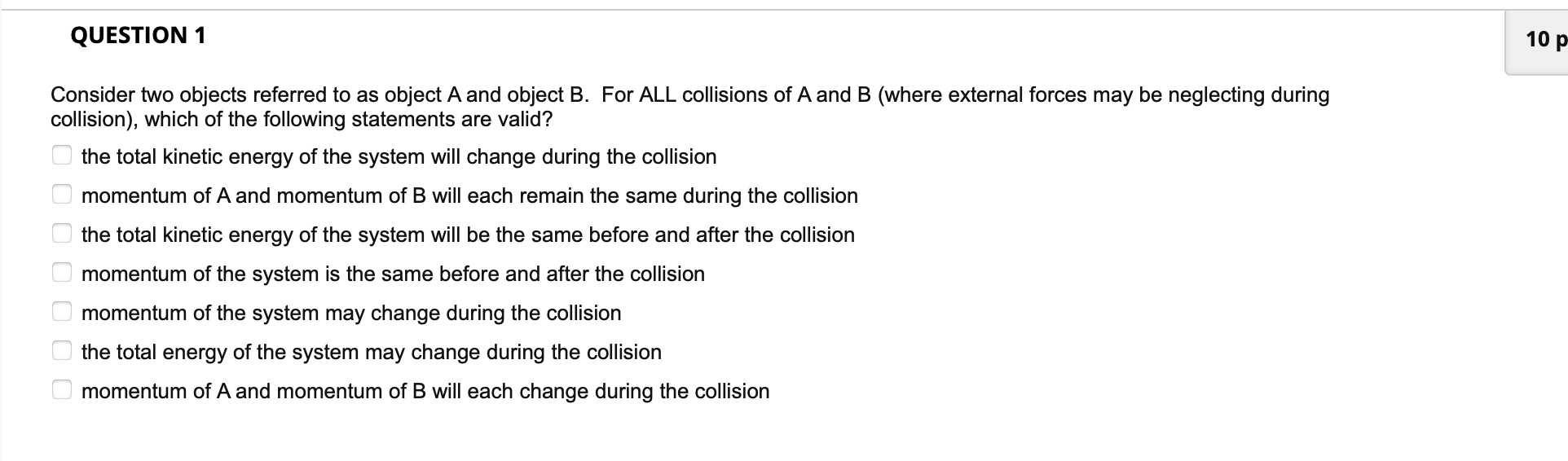 Solved QUESTION 1 10 p ООООО Consider two objects referred | Chegg.com