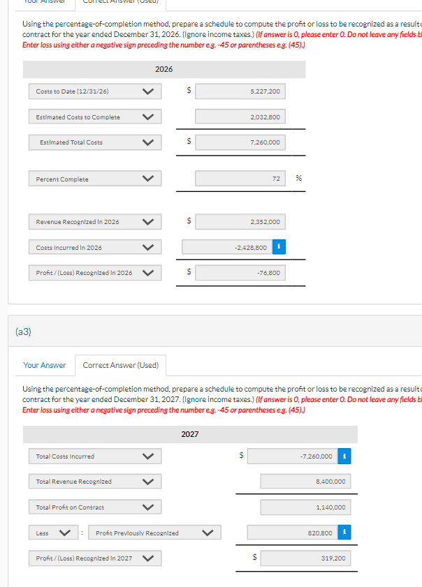 Solved Using the percentage-of-completion method, prepare a | Chegg.com