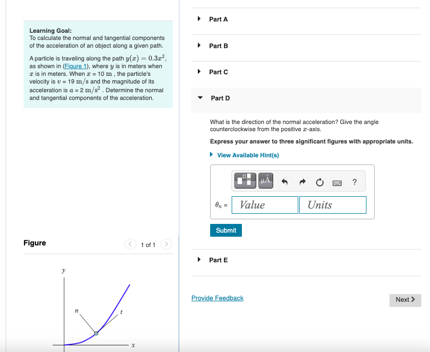 Solved Learning Goal: To calculate the normal and tangential | Chegg.com