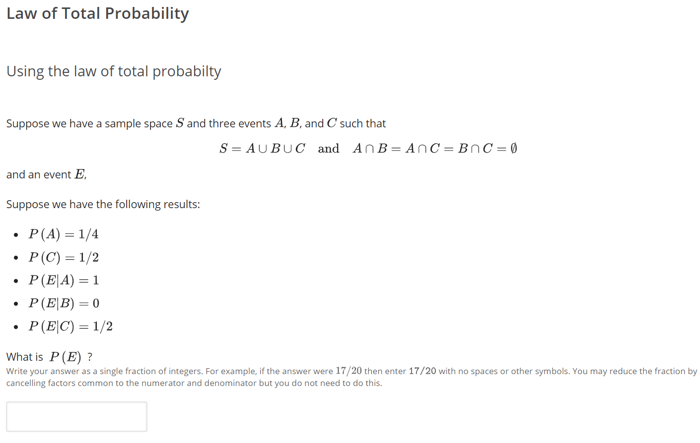 Solved Law of Total Probability Using the law of total | Chegg.com