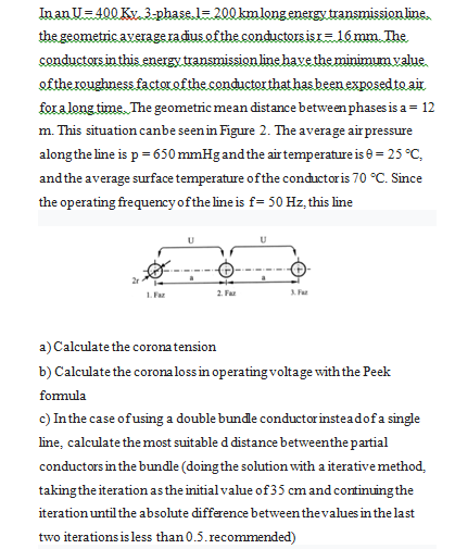 In an U-400 Kr. 3-phase.l= 200 km long energy | Chegg.com