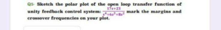 Solved Q5 Sketch the polar plot of the open loop transfer | Chegg.com