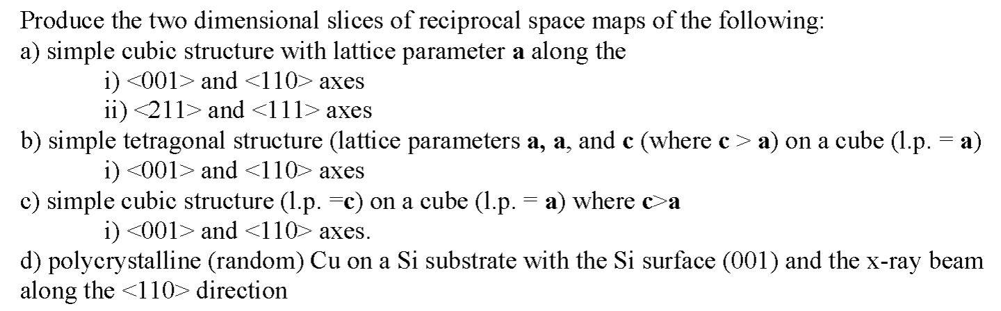 Produce the two dimensional slices of reciprocal | Chegg.com