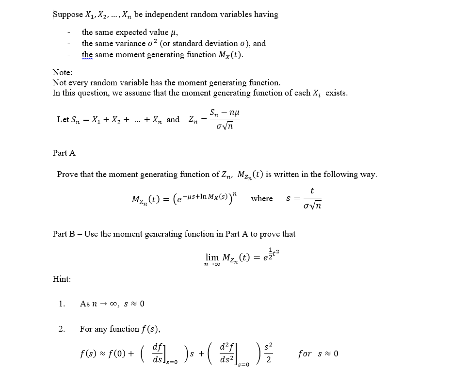 Suppose X1,X2,…,Xn be independent random variables | Chegg.com