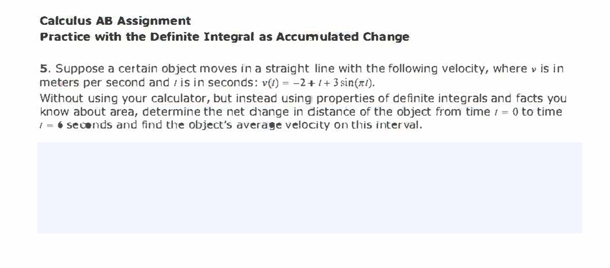 Solved Calculus AB AssignmentPractice with the Definite | Chegg.com
