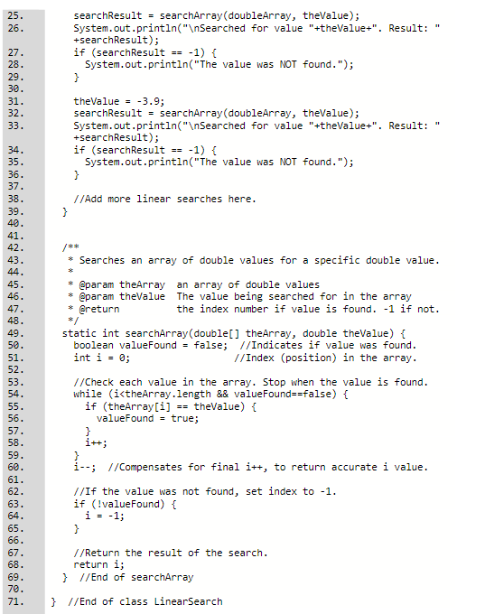 Solved Line # Content 2. 3. /** * Linear Search contains a | Chegg.com