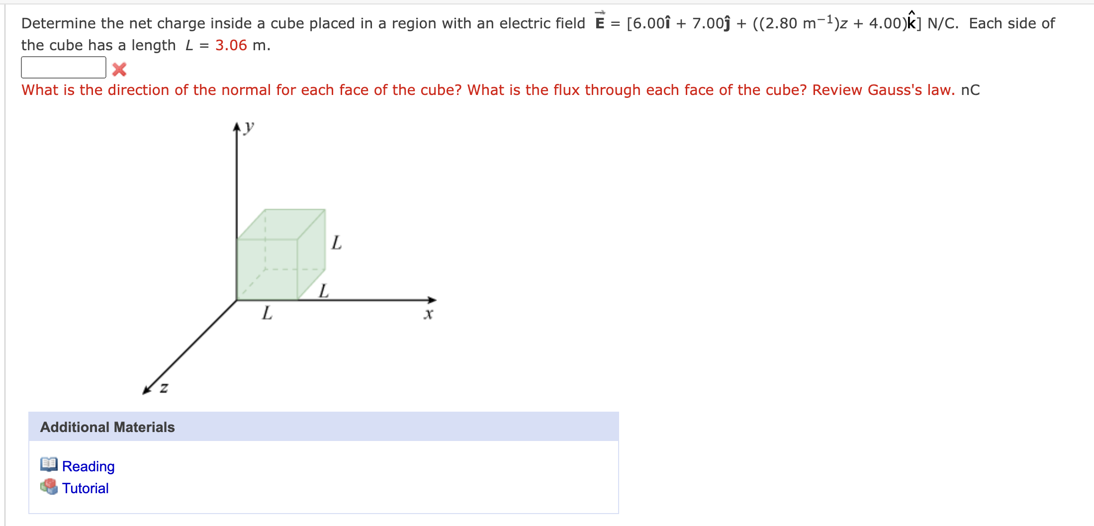 Solved Determine the net charge inside a cube placed in a | Chegg.com