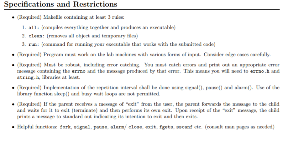 Write a program (in C) called warn.c targeted at the | Chegg.com