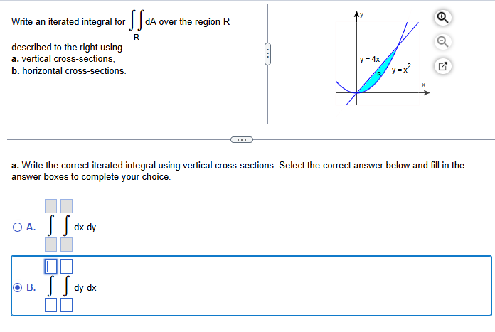 Solved a. ﻿Write the correct iterated integral using | Chegg.com