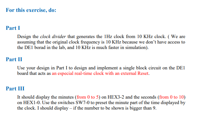 Solved Experiment 5: Clock Divider and (Single Block)Timer | Chegg.com