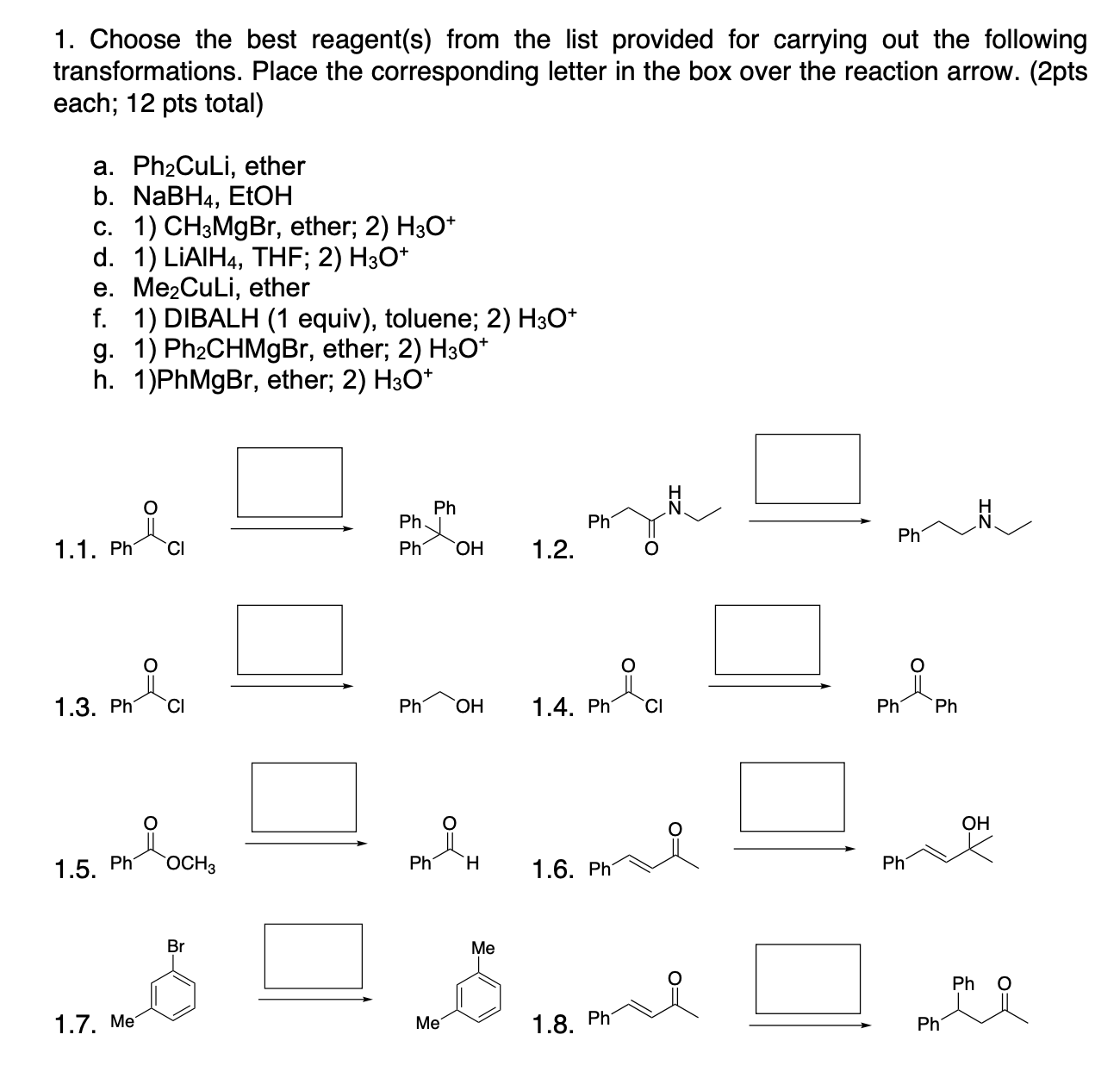 Solved Choose the best reagent(s) ﻿from the list provided | Chegg.com
