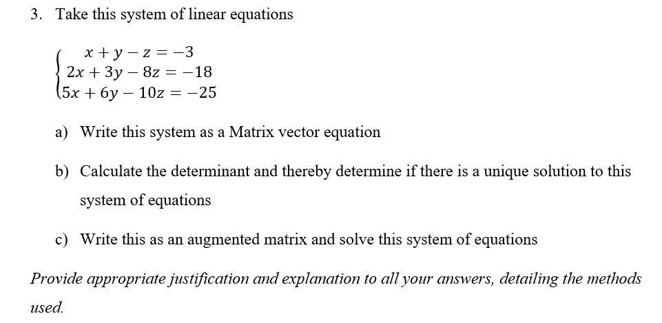 Solved 3. Take this system of linear equations | Chegg.com