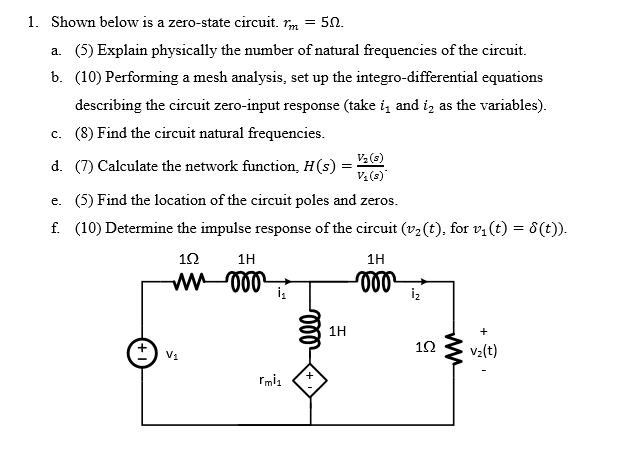 Solved 1. Shown below is a zero-state circuit. Im 512. a. | Chegg.com