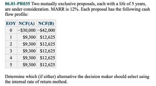 Solved Use Incremental IRR Analysis to Calculate Exact | Chegg.com
